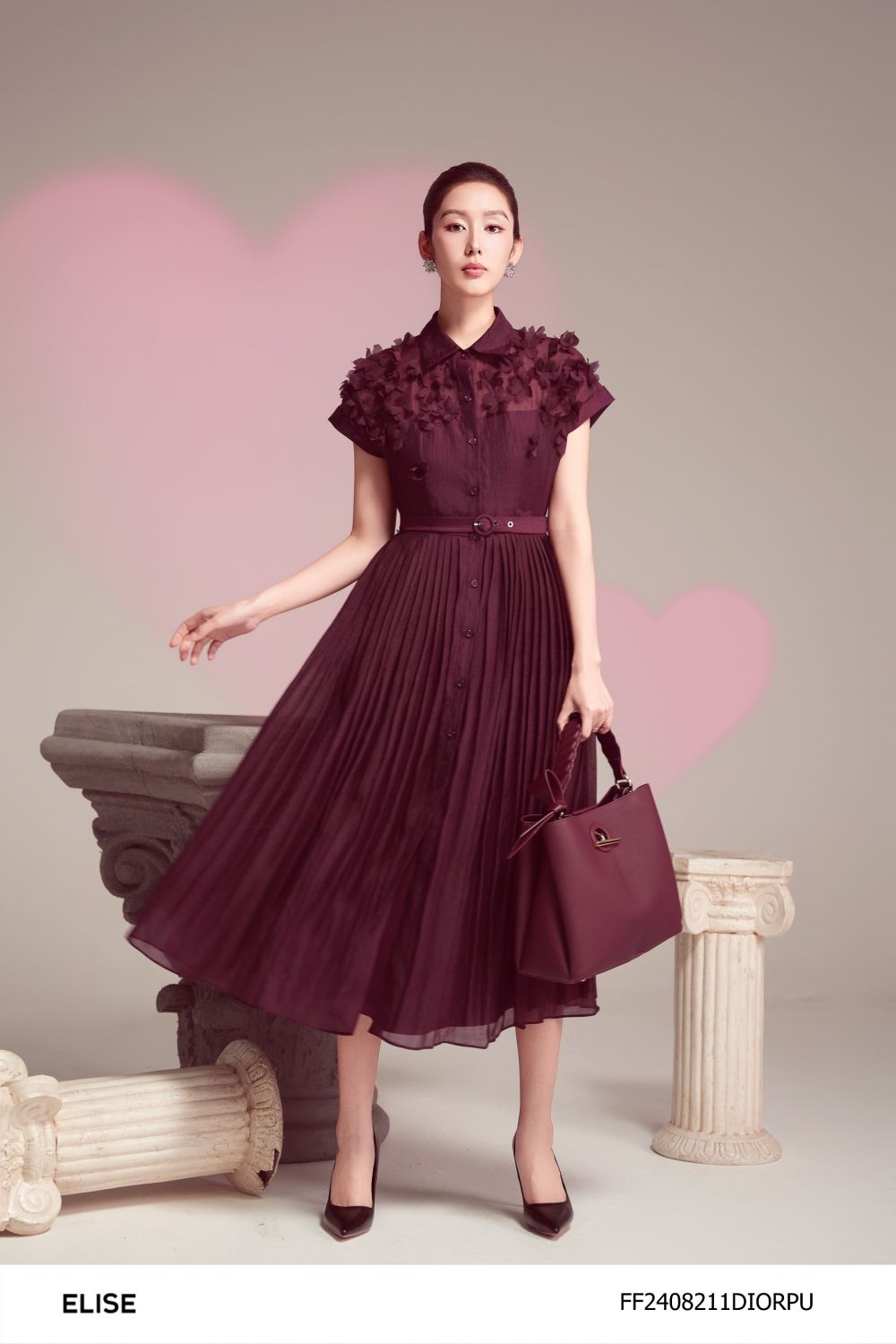 ĐẦM TƠ TÍM MẬN ĐÍNH HOA