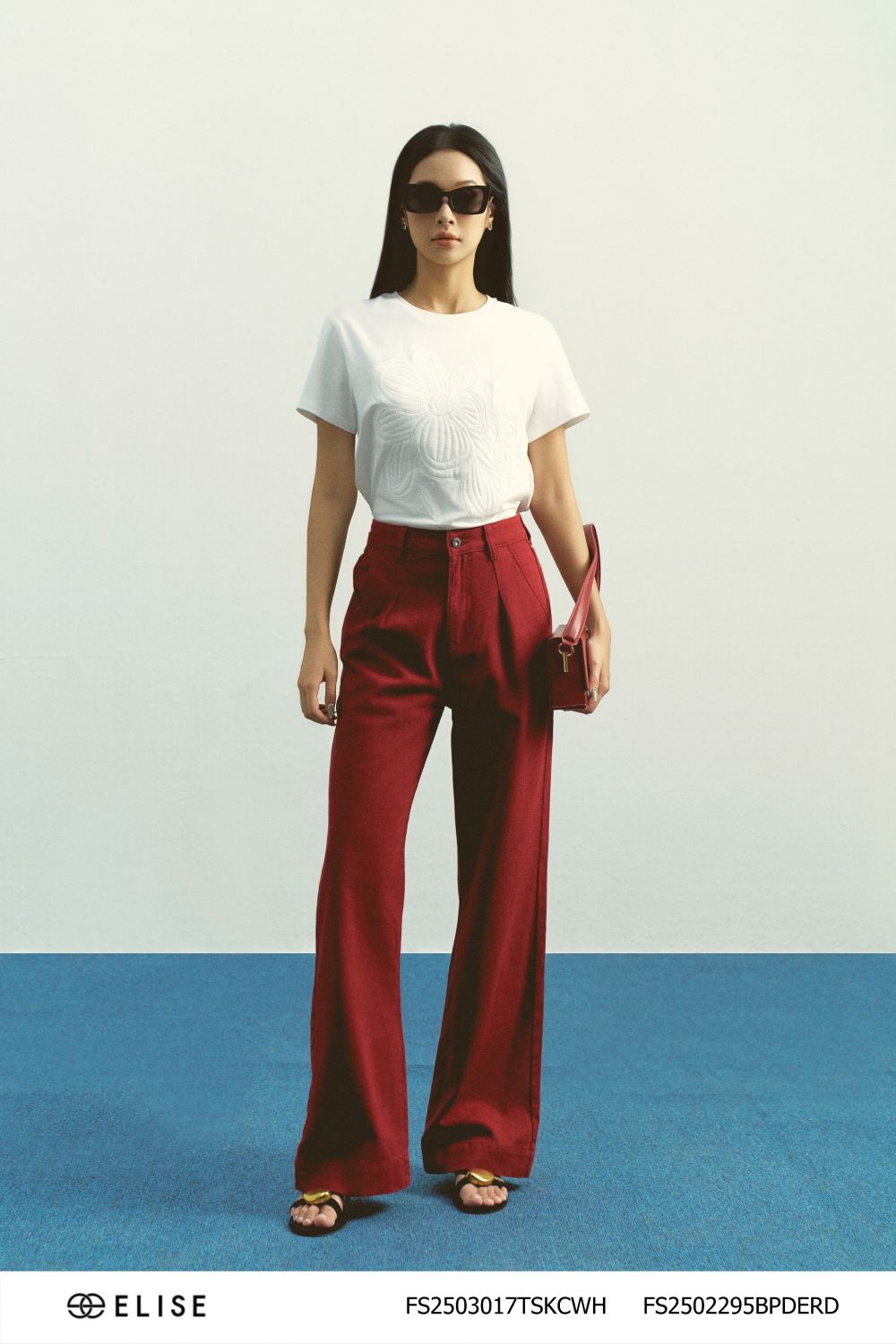 QUẦN DENIM SUÔNG MÀU ĐỎ ĐUN